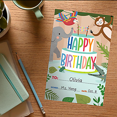 Creative Teaching Press Jungle Friends Happy Birthday Awards 5 12 x 8 ...