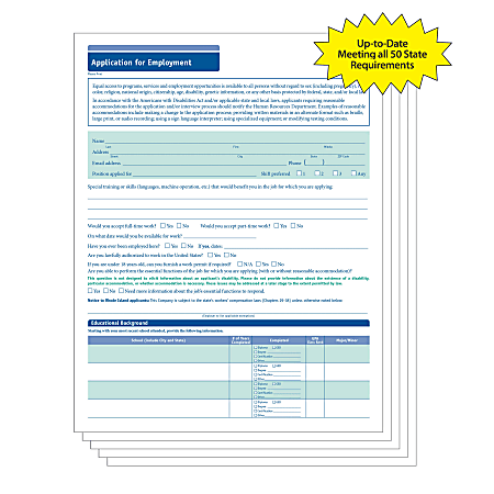 ComplyRight Short Job Applications Pack Of 50 - Office Depot