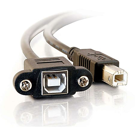 C2G 1.5ft Panel Mount USB 2.0 B Female to B Male Cable Type B Female ...