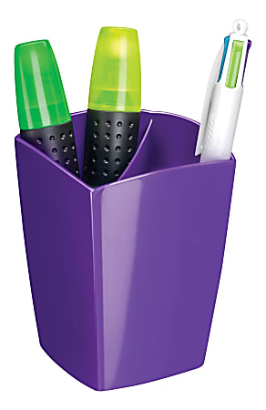 CEP Large Gloss Pencil Cup 3 1316 x 3 Purple - Office Depot