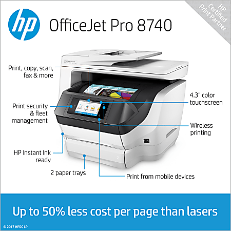 HP OfficeJet Pro 8740 Wireless Color Inkjet All In One Printer - Office ...