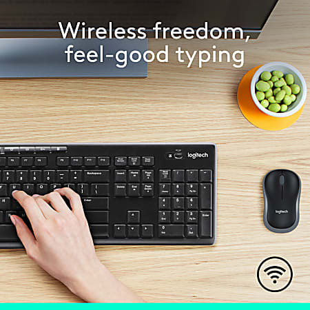 Logitech® MK270 Wireless Straight Full-Size Keyboard & Mouse, Black