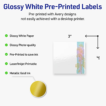 Avery Printable Labels With Sure Feed Technology S00 EVR Square 3 x 3 ...