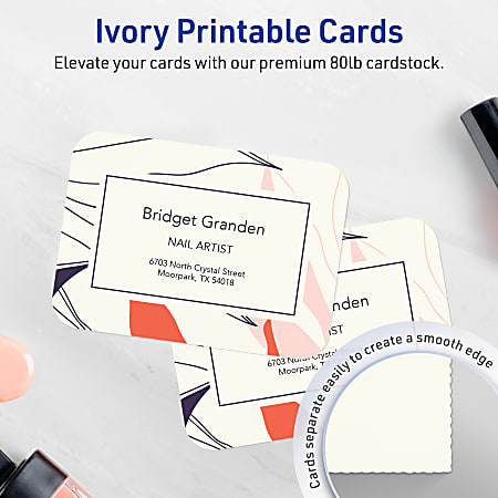 Avery Printable Rounded Corner Business Cards With Sure Feed Technology ...