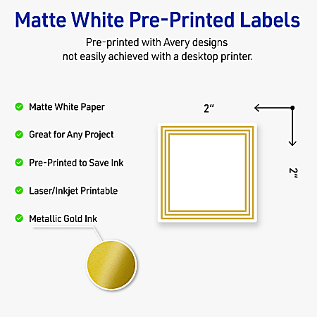 Avery Print To The Edge Labels Sure Feed S00 DHT PRWMP10 2 x 2 Matte ...