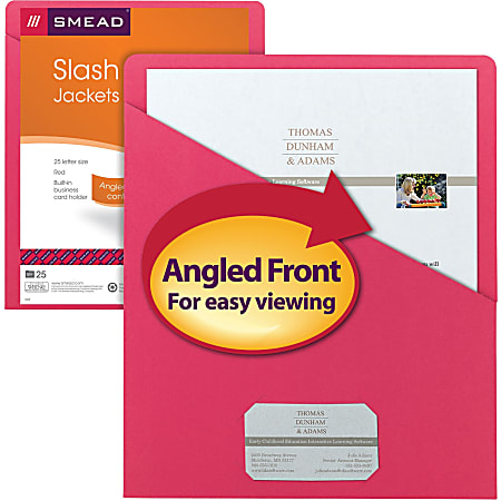 Smead Slash File Jackets Convenience Pack 9 12 x 11 34 Red Pack Of 25 ...