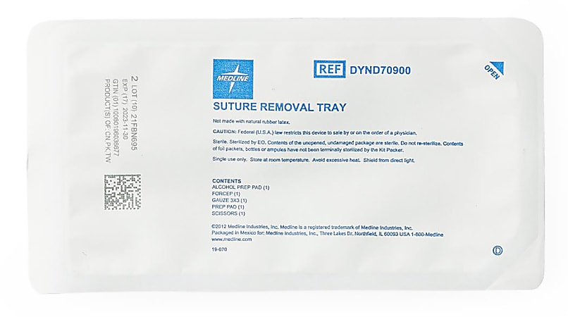 Medline Suture Removal 5 Piece Trays 2 916 x 2 916 White Box Of 50 ...