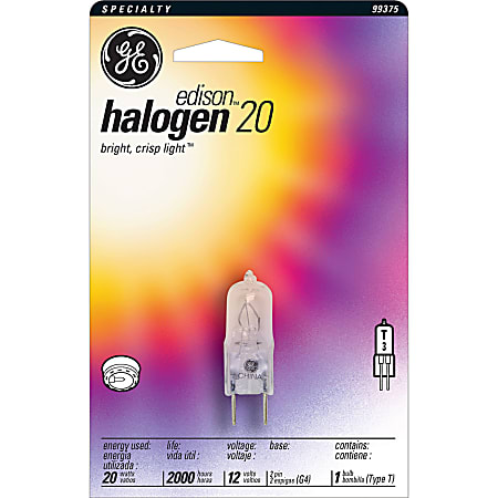 GE Halogen 12 Volt T3 Bulb 20 Watts - Office Depot