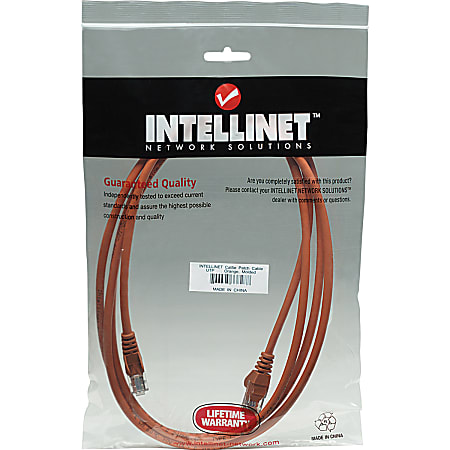 Intellinet Patch cable RJ 45 M to RJ 45 M 25 ft UTP CAT 5e molded snagless orange - Office Depot