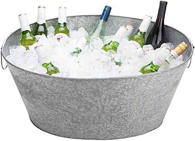 Mind Reader Cold Beverage Bucket with Handles 12 H x 24 W x 18 L Silver ...