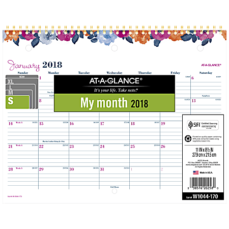 AT A GLANCE Eva Monthly Wall Calendar Mini 11 x 8 12 January to ...