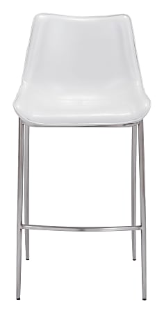 Zuo Modern Magnus Bar Stool Set WhiteSilver Set Of 2 Stools - Office Depot