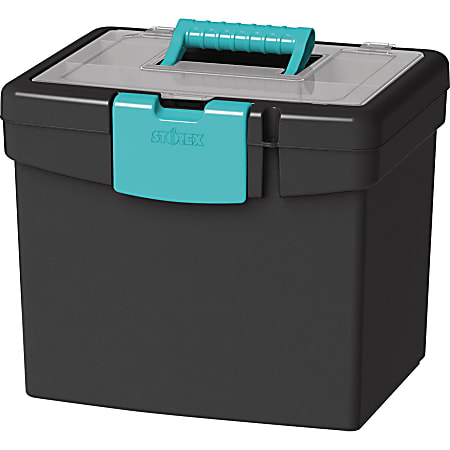 Storex File Storage Box with XL Storage Lid BlackTeal - Office Depot