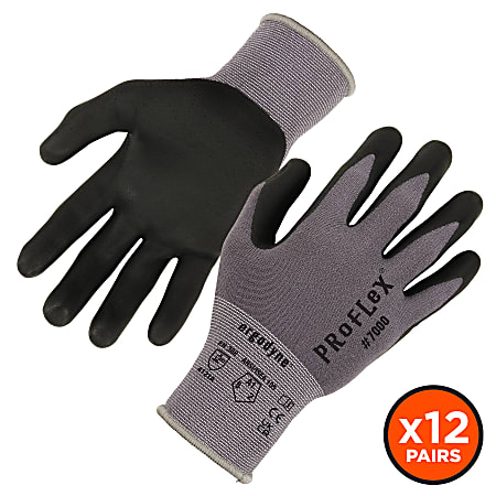 Ergodyne Proflex 7000 12PR Nitrile Coated Gloves Extra Small Gray Box ...