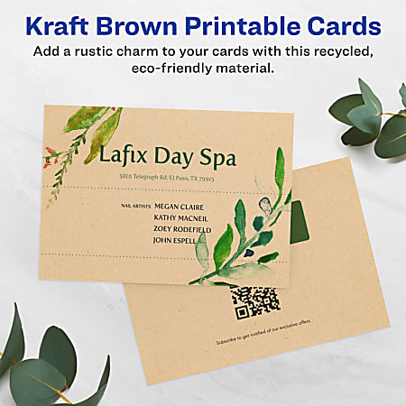 Avery Printable Postcards 95273 KMC50 Rectangle 3.5 x 5 Kraft Brown ...