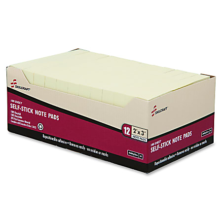 SKILCRAFT Self Stick 30 Recycled Notes 1200 Total Notes Pack Of 12 Pads ...
