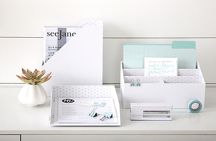 Realspace White Dot Desktop Organizer - Office Depot