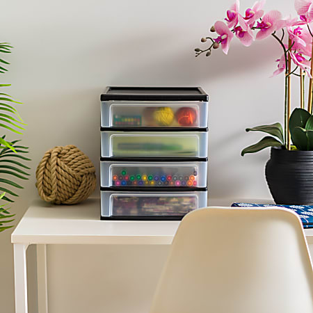 Iris Desktop Drawer Unit 4 Drawers Black - Office Depot