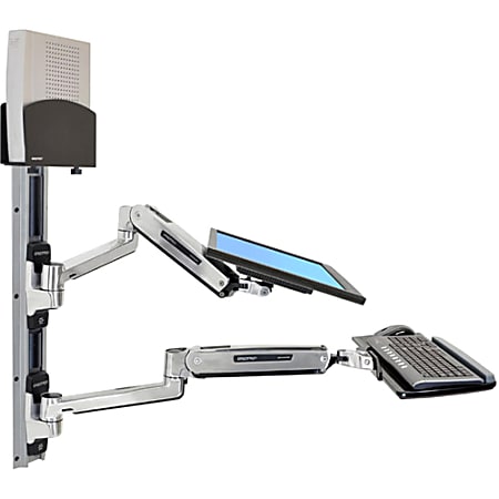 Ergotron LX Sit Stand Wall Mount System With CPU Holder BlackSilver 45 ...