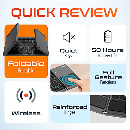 Delton F75 Small Wireless Foldable Portable Keyboard And Touchpad Black ...