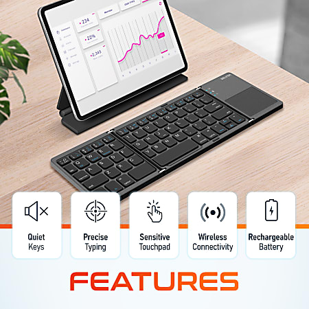 Delton F75 Small Wireless Foldable Portable Keyboard And Touchpad Black ...