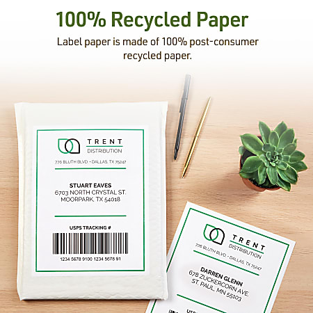 Avery EcoFriendly Recycled Labels Rectangle 5 12 x 8 12 Matte White ...