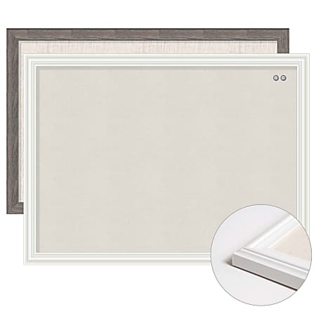 U Brands Linen Bulletin Board 23 X 17 White Wood Decor Frame - Office Depot