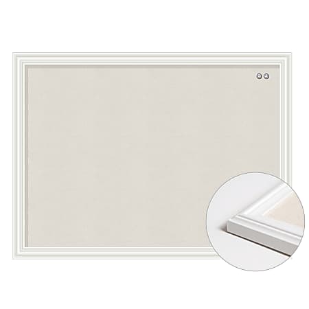 U Brands Linen Bulletin Board 23 X 17 White Wood Decor Frame - Office Depot