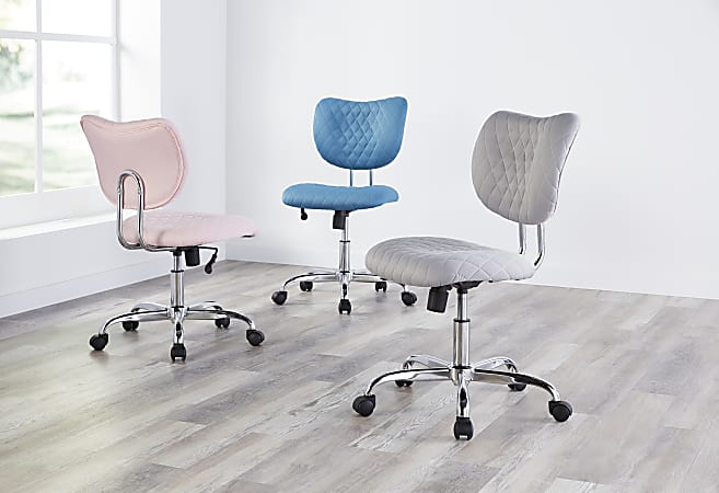 Brenton Studio Jancy Quilted Fabric Low Back Task Chair Blue - Office Depot