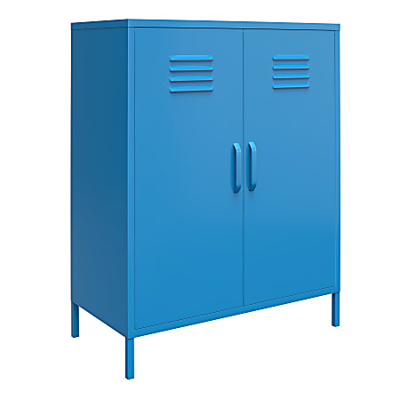 Ameriwood Home Cache 2 Door Metal Locker Storage Cabinet 40 H x 31 1 2 W x 15 3 4 D Blue