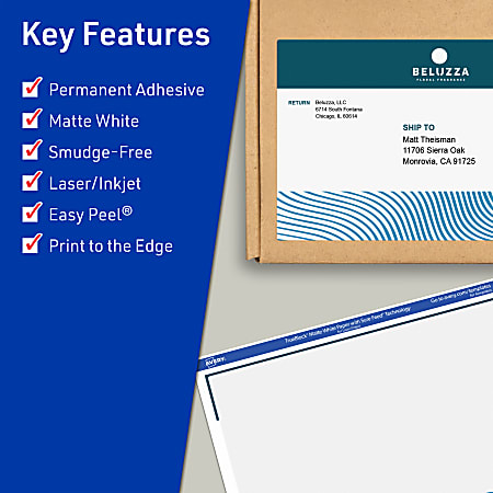 Avery Print To The Edge TrueBlock Labels With Sure Feed 94255 TWMP10 ...