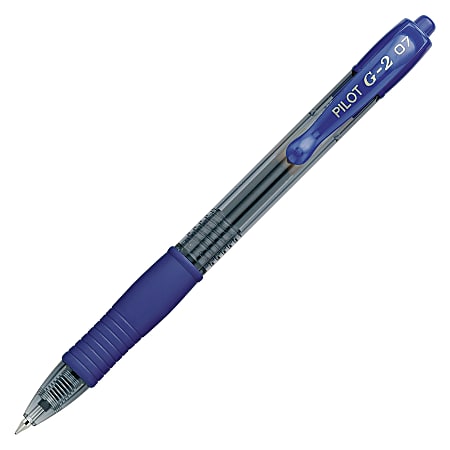 Pilot G2 Retractable Gel Pens Fine Point 0.7 mm Clear Barrels Blue Ink ...