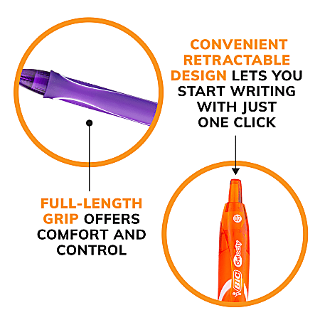 BIC Gelocity Quick Dry Retractable Gel Pens Medium Point 0.7MM Assorted ...