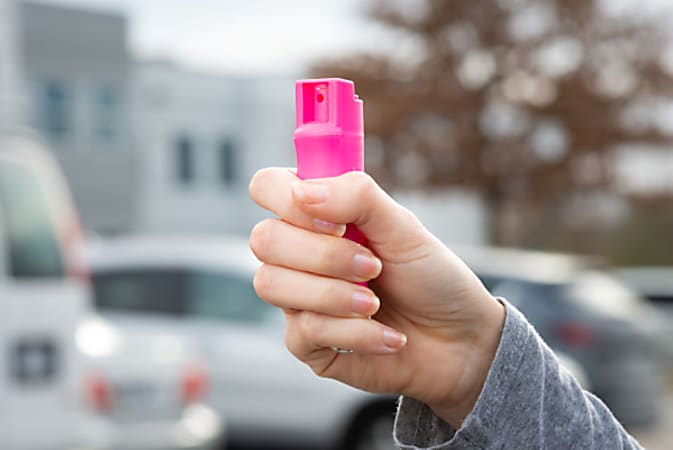 SABRE Pepper Spray Key Chain Pink - Office Depot