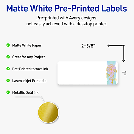 Avery Printable Labels With Sure Feed Technology S00 EVC Rectangle 1 x ...