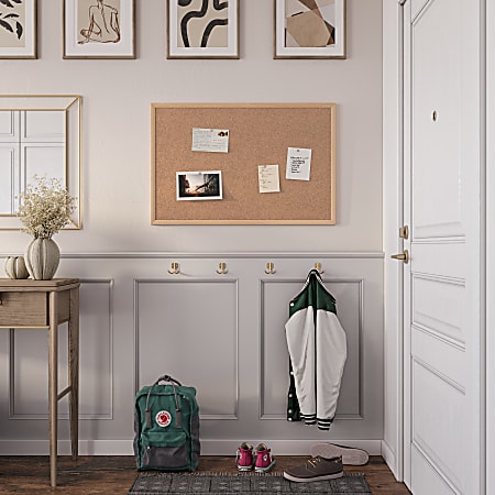 U Brands Cork Bulletin Board 36 X 24 Birch Wood Frame Actual Size 35 X ...