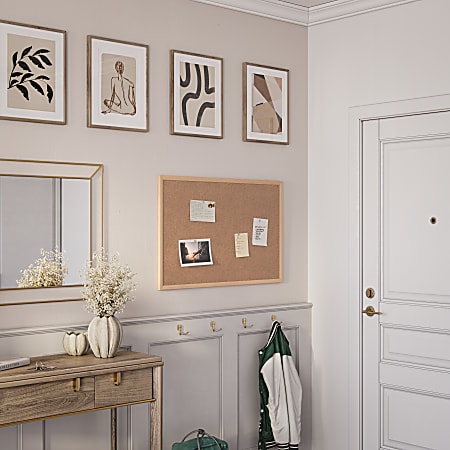 U Brands Cork Bulletin Board 36 X 24 Birch Wood Frame Actual Size 35 X ...