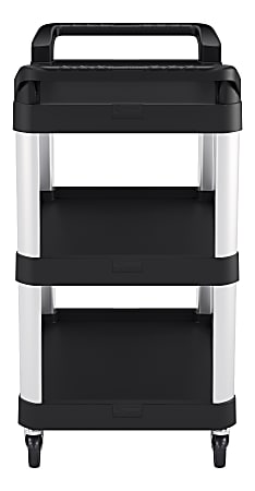 Suncast Commercial 3 Shelf Service Cart BlackSilver - Office Depot