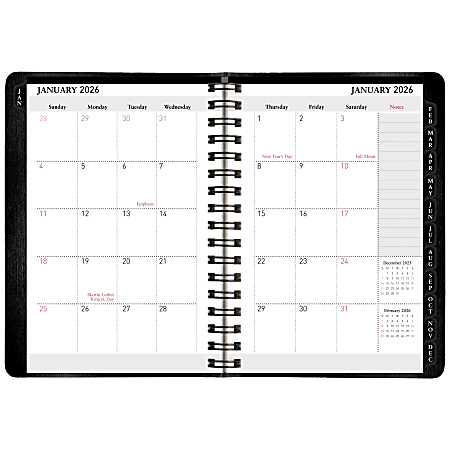 Office Depot Brand Weekly Monthly Planner 4 x 6 Black January 2026 to ...