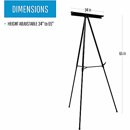 MasterVision® Flex Lightweight Telescoping 3-Leg Display Easel, 34" To ...