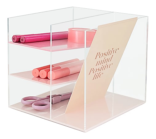 Realspace Acrylic Slot Desk Organizer 6 H x 6 W x 5 716 D ClearPink ...