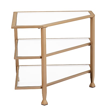 SEI Furniture Jaymes MetalGlass Corner TV Stand For Flat Screen TVs 23 H x 35 14 W x 24 D Soft Gold Office Depot