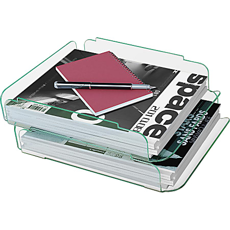 Lorell Acrylic Stacking Letter Trays For 12 x 11 Use ClearGreen Edge ...