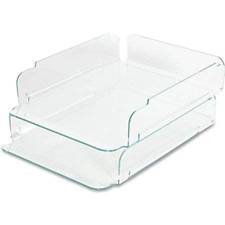 Lorell Acrylic Stacking Letter Trays For 12 x 11 Use ClearGreen Edge ...