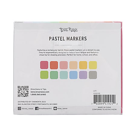Brea Reese Pastel Markers Pack Of 12 Markers Chisel Point Pastel Ink ...
