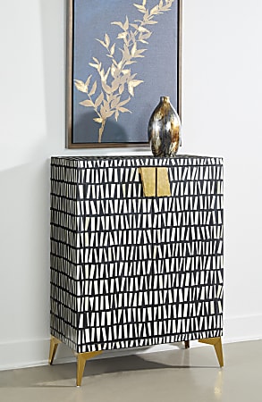 Coast to Coast Inlay 2 Door 32 W Transitional Cabinet Obsidian ...