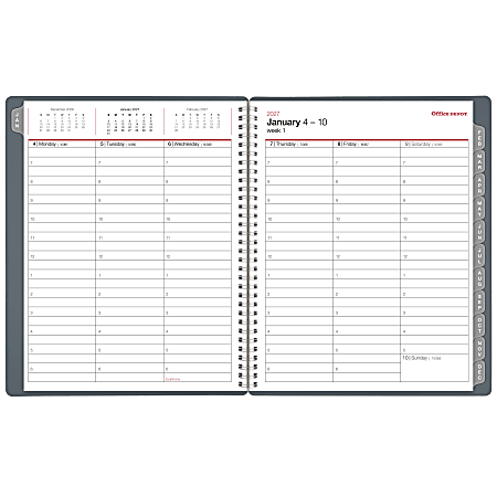 Office Depot Brand Weekly Monthly Planner 8 12 x 11 Silver January 2027 ...