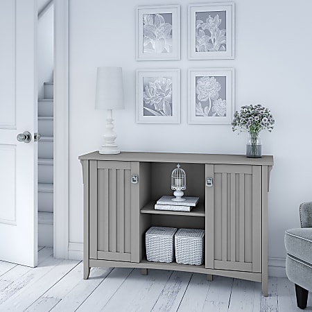 Bush Furniture Salinas Storage Cabinet With Doors Cape Cod Gray Standard Delivery Office Depot