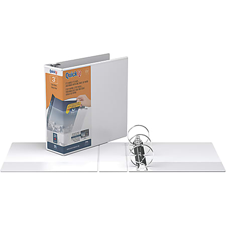 QuickFit View 3 Ring Binder 3 Round Rings White - Office Depot