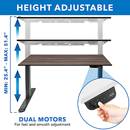 Mount It Dual Motor Electric Standing Desk With Adjustable Height And 55 W Tabletop Adrift Office Depot